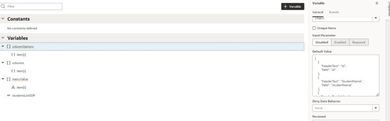 Hide and Show columns in Oracle Visual Builder table - TechSupper