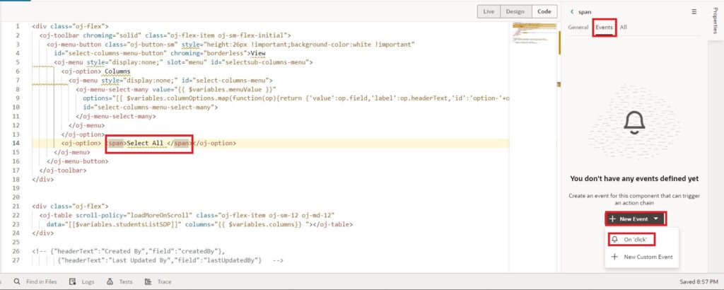 Hide and Show columns in Oracle Visual Builder table - TechSupper