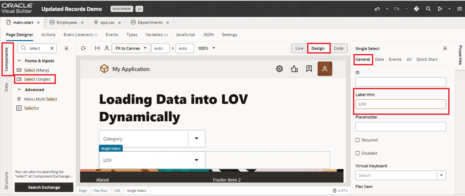 Dynamically load data into a LOV in Oracle Visual Builder - TechSupper