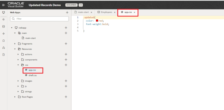 Highlight the updated records in editable table in Oracle Visual ...