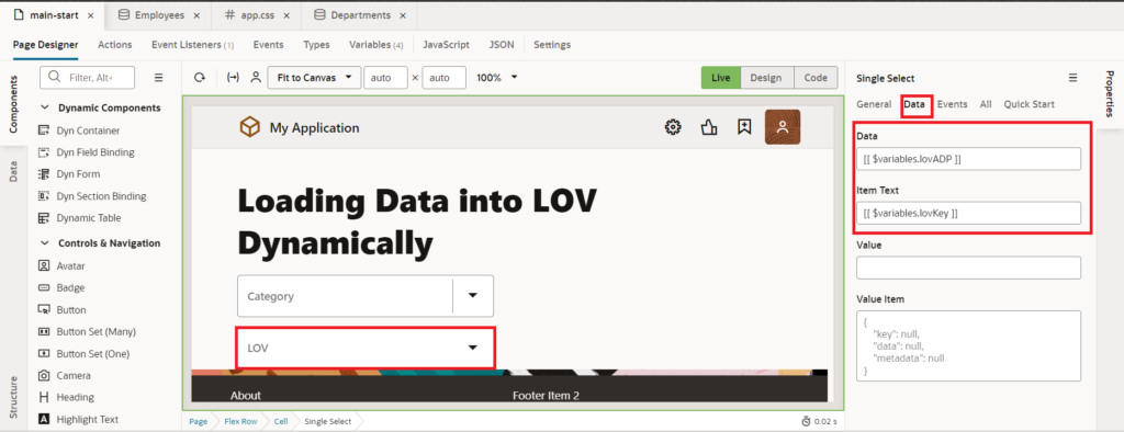 Dynamically load data into a LOV in Oracle Visual Builder - TechSupper