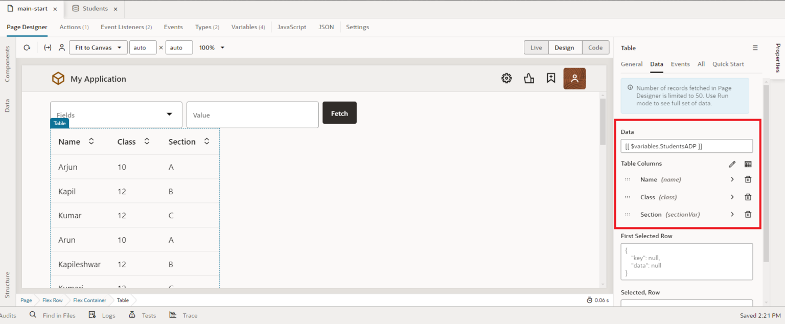 Dynamic filter on table in Oracle Visual Builder - TechSupper