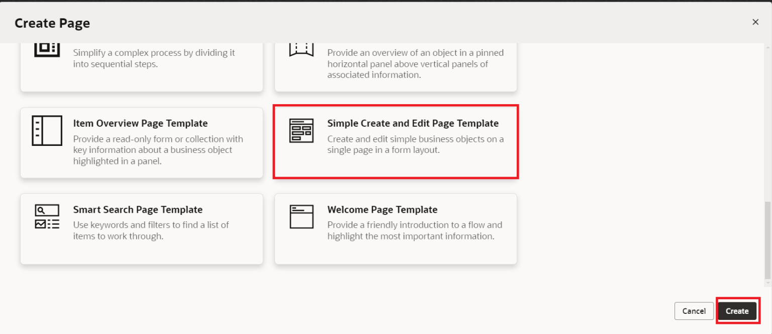 Working with Redwood Simple Create and Edit Page Template in Oracle Visual Builder - TechSupper