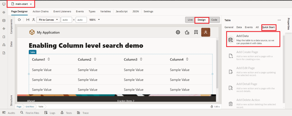 Column-Level Search on a table in Oracle Visual Builder - TechSupper