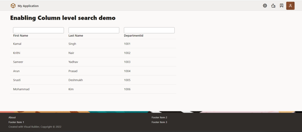 Column-Level Search on a table in Oracle Visual Builder - TechSupper