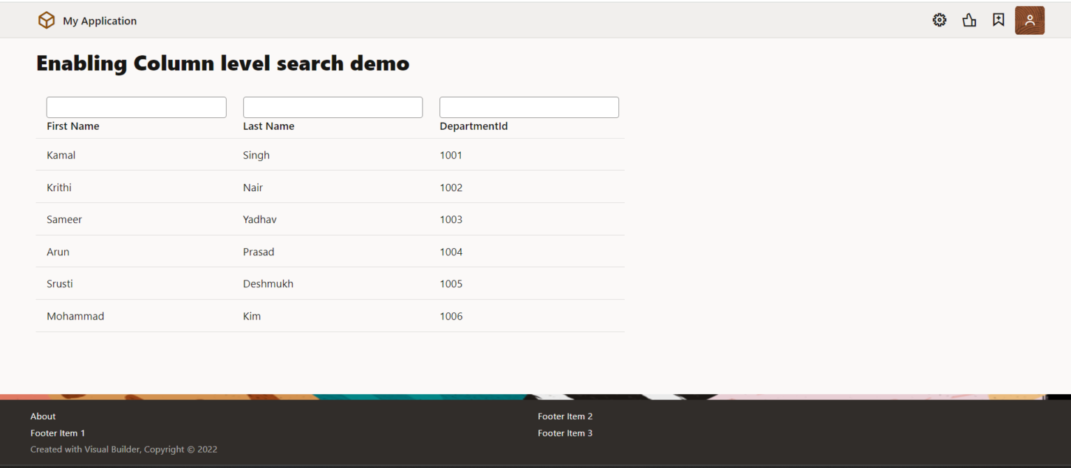 Column-Level Search on a table in Oracle Visual Builder - TechSupper