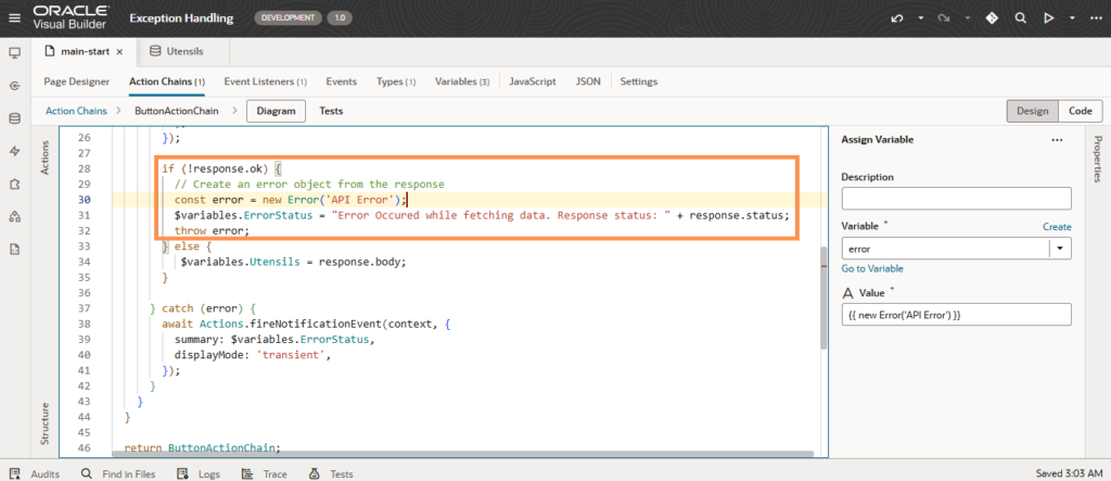 Exception Handling in Oracle Visual Builder - TechSupper