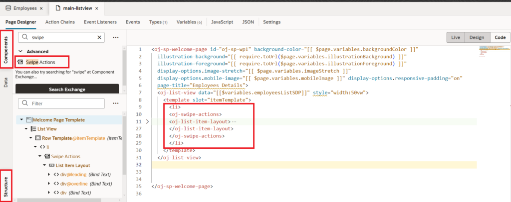 Swipe Action to Edit a List View in Oracle Visual Builder - TechSupper