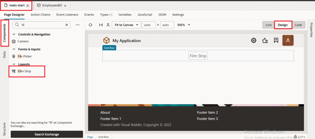 Working with Film Strip in Oracle visual Builder Cloud Service - TechSupper